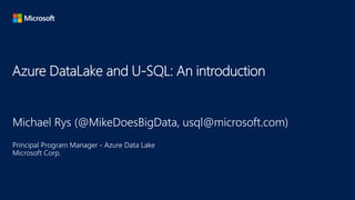 USQL Trivadis Azure Data Lake Event | PPT