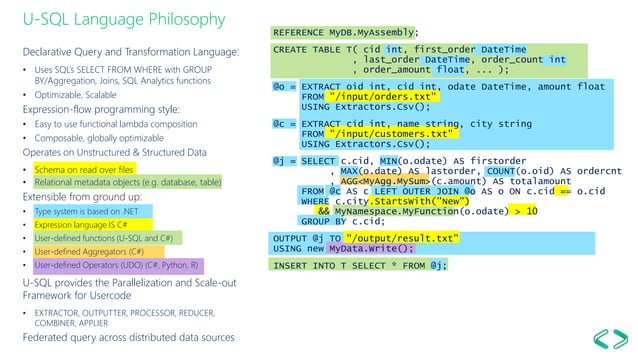 Introduction to Azure Data Lake and U-SQL for SQL users (SQL Saturday 635) | PPT