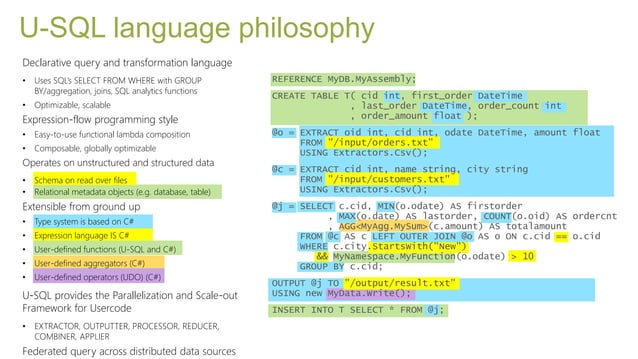 U-SQL - Azure Data Lake Analytics for Developers | PPT