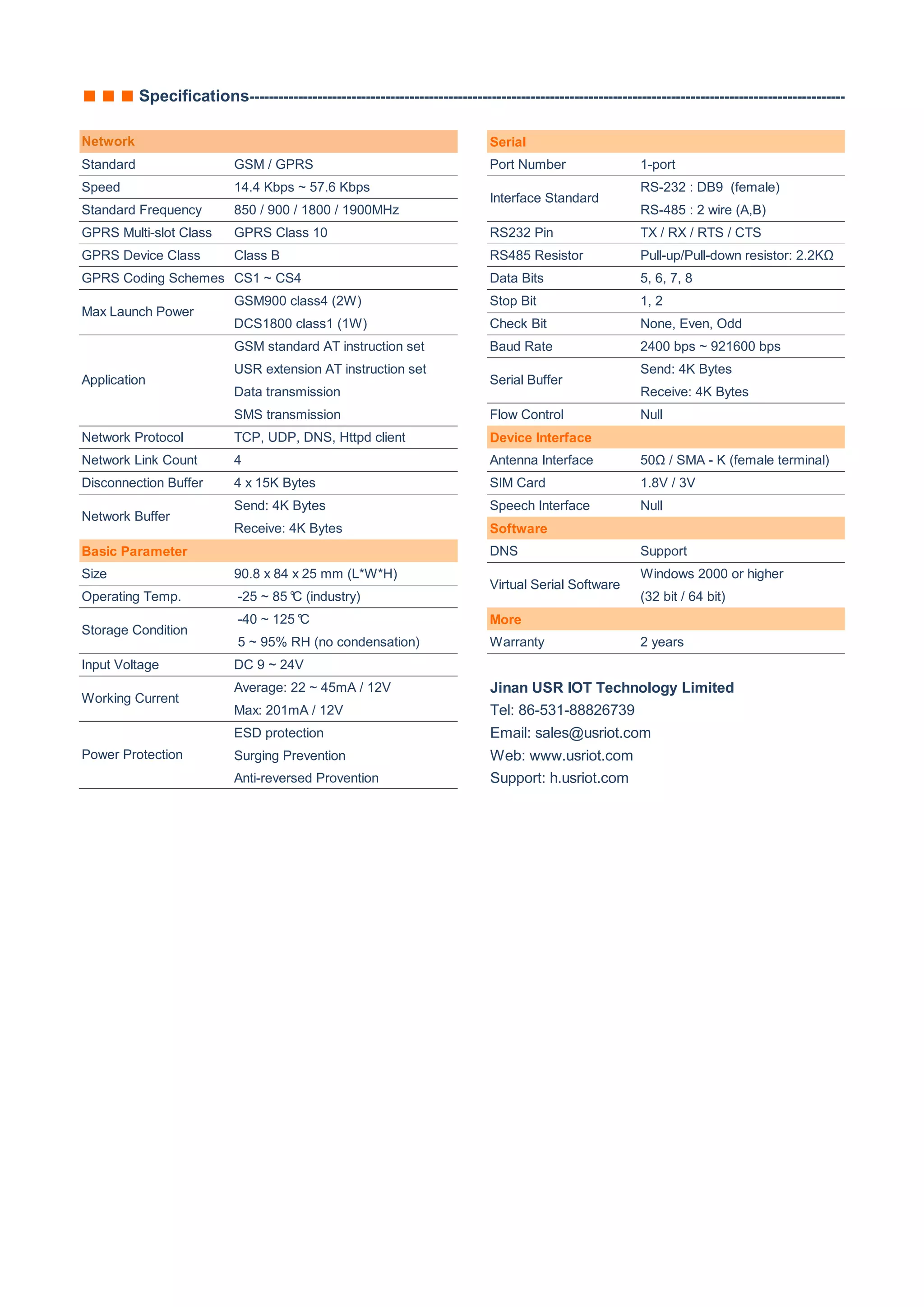 Usr gprs232-730 spec-eng | PDF