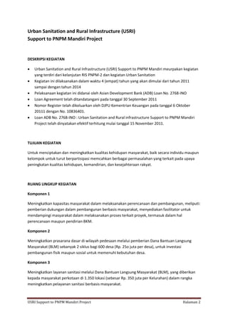 Urban Sanitation and Rural Infrastructure (USRI) Support to PNPM ...
