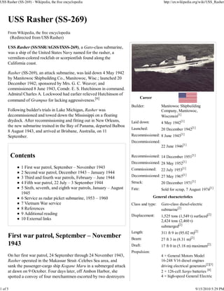 USS Rasher Submarine. | PDF