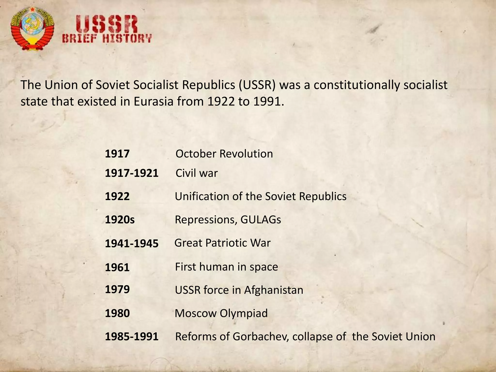 A brief history of the USSR | PPTX
