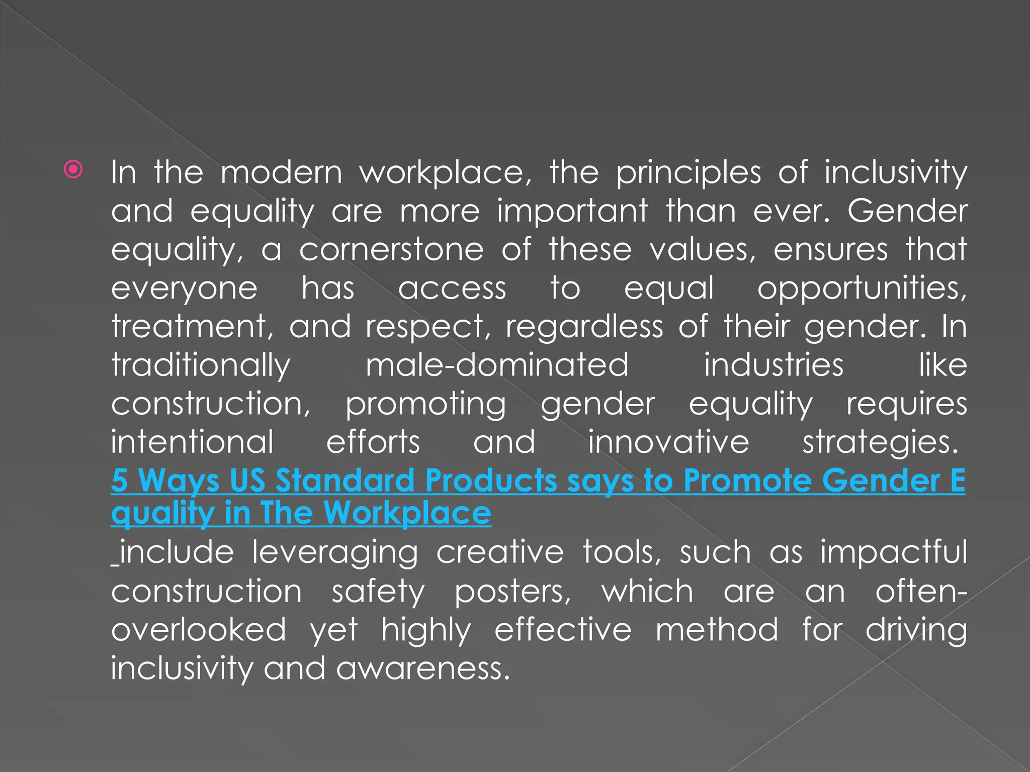 US Standard Products – Promote Gender Equality in the Workplace with ...