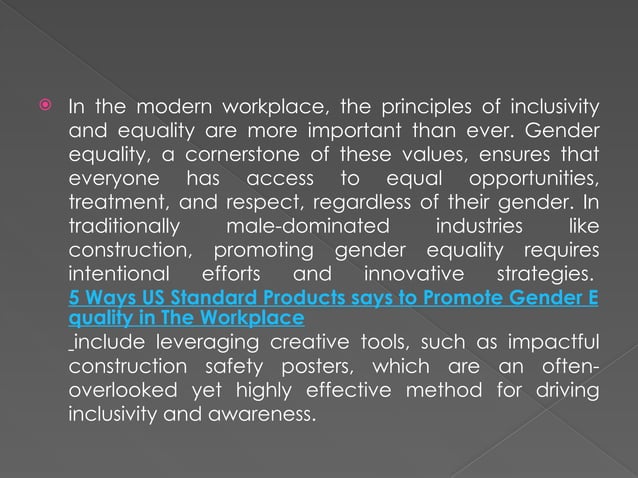 US Standard Products – Promote Gender Equality in the Workplace with ...