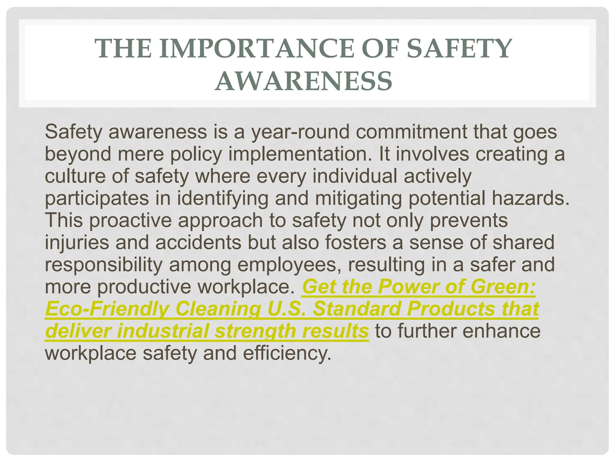US Standard Products Promoting Safety: Recognizing and Addressing ...