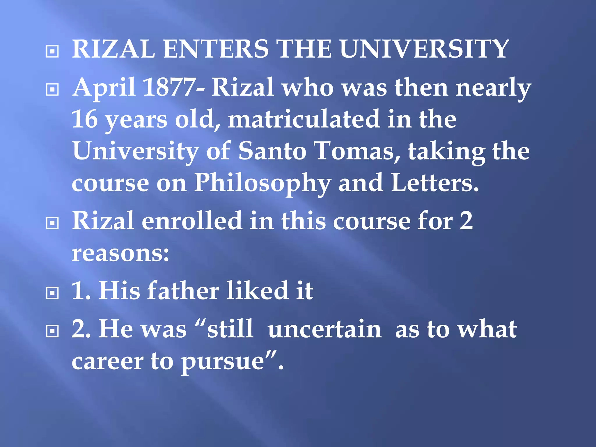 Jose Rizal in UST | PPTX