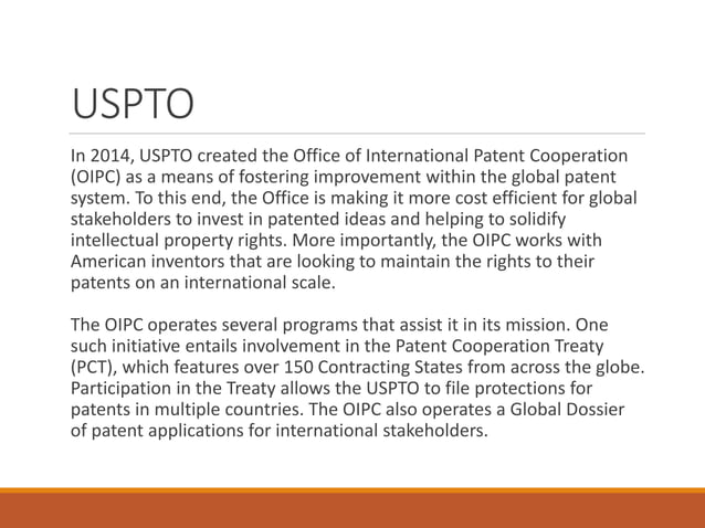 The Office of International Patent Cooperation (OIPC) at USPTO | PPT