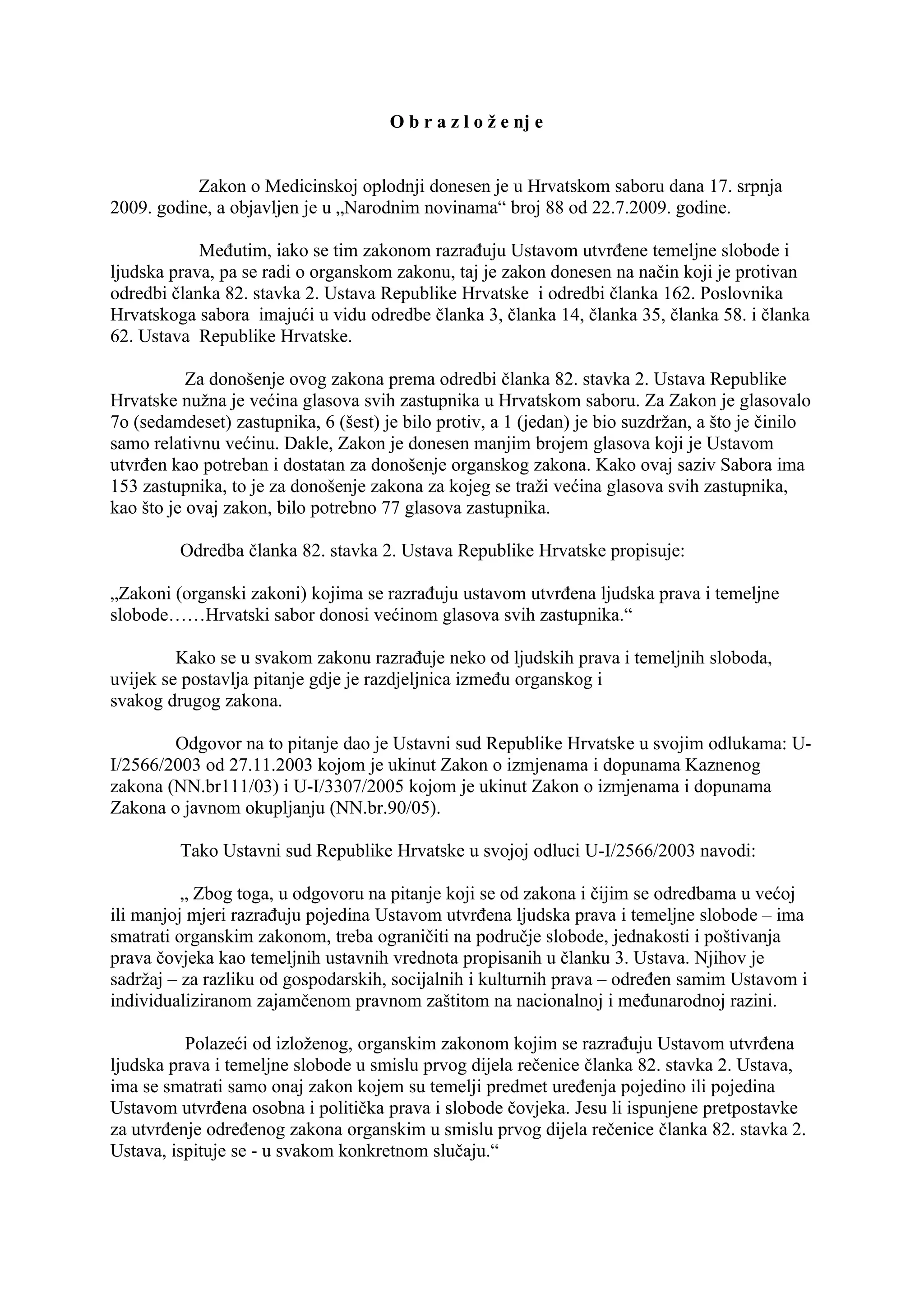 Ustavna na Zakon o umjetnoj oplodnji | DOC