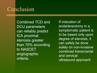 Transcranial Doppler Up Stroke Time Fraction (USTF) and Severe Carotid ...