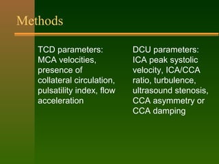 Transcranial Doppler Up Stroke Time Fraction (USTF) and Severe Carotid ...