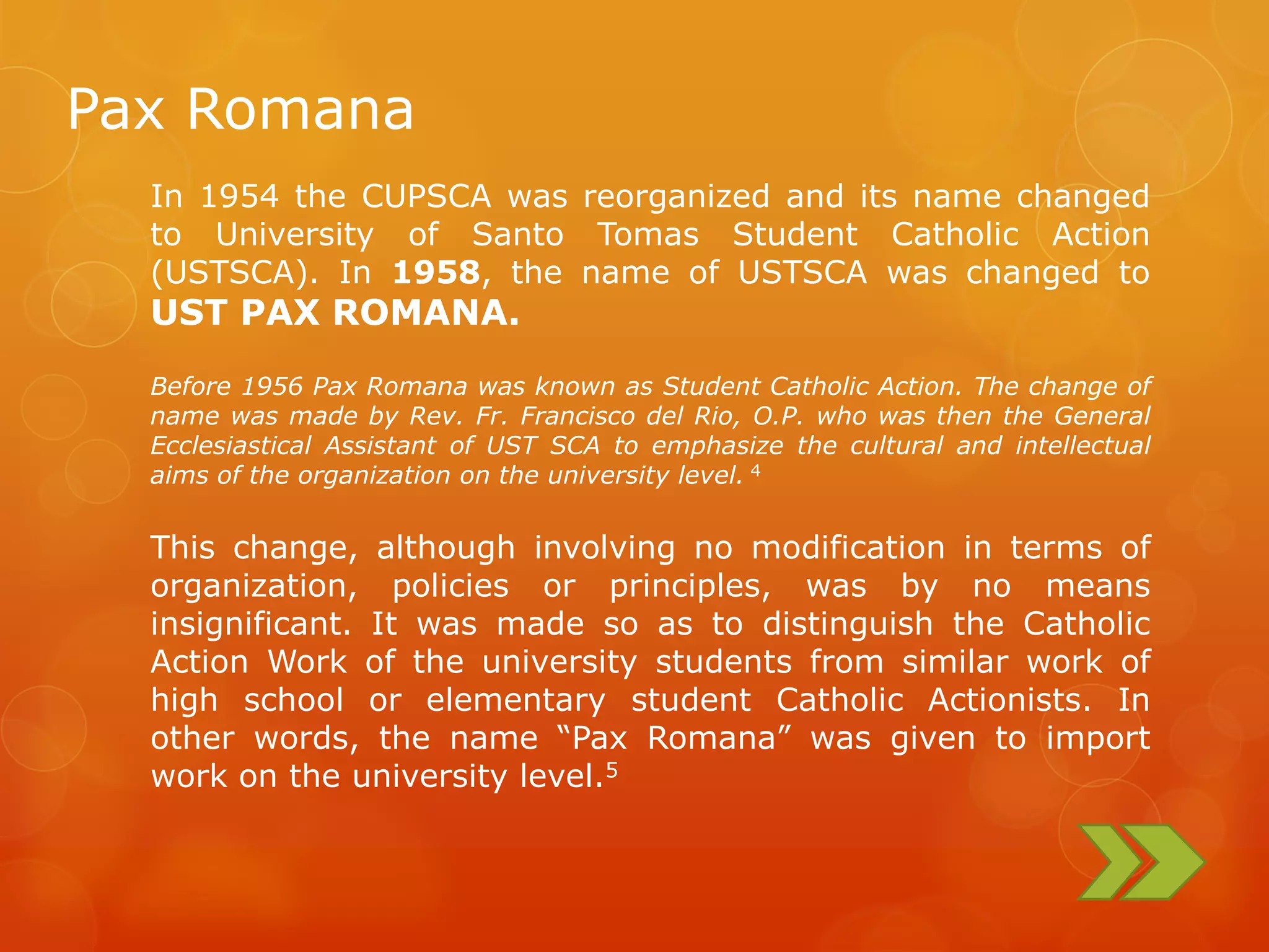Ust pax romana history | PPTX