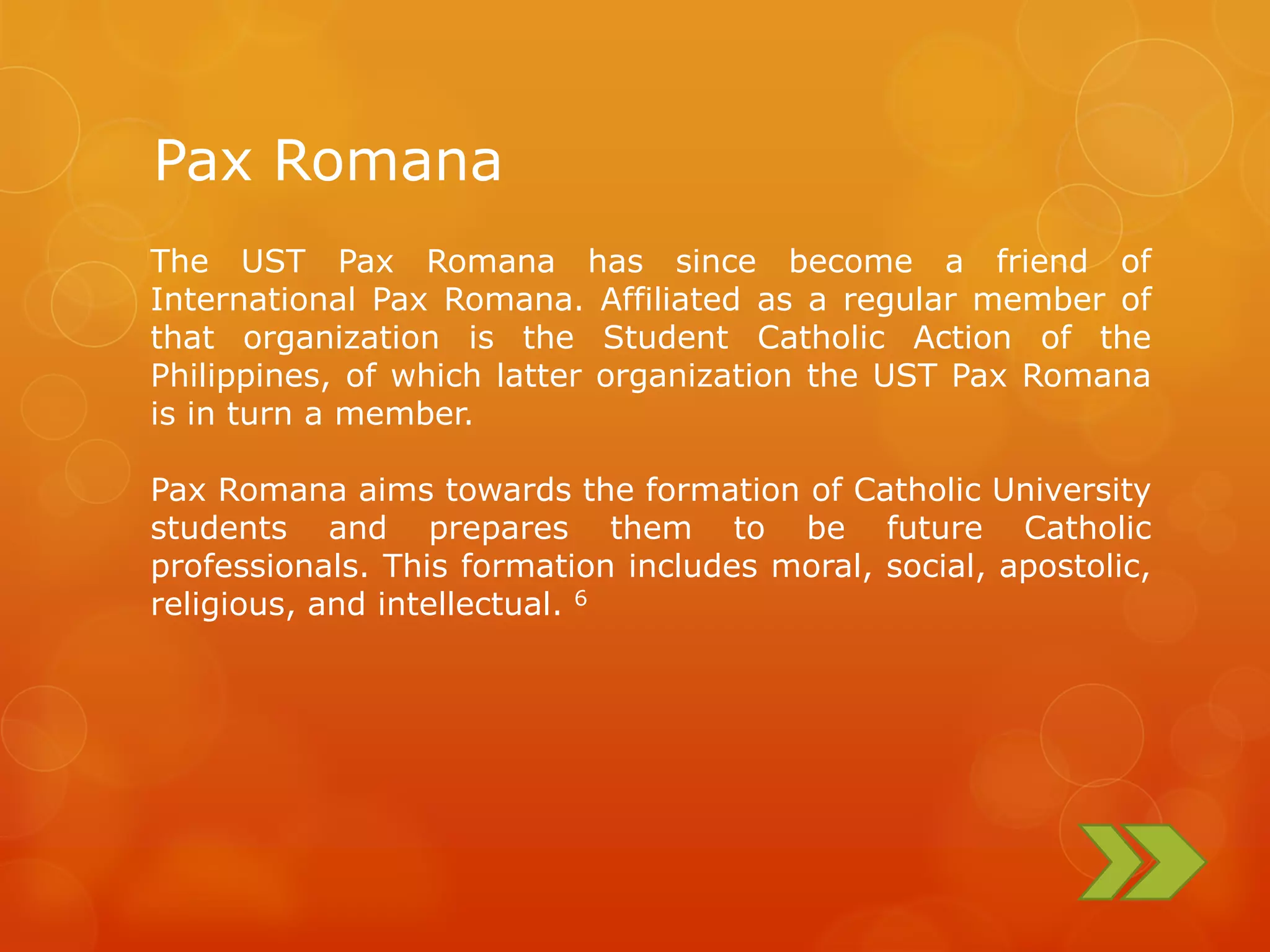 Ust pax romana history | PPTX