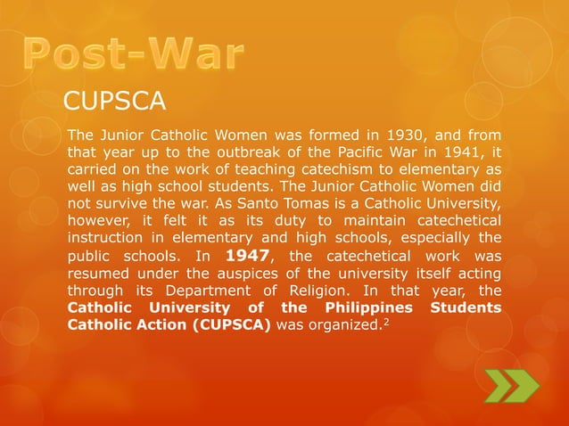 Ust pax romana history | PPTX | College Education | Education