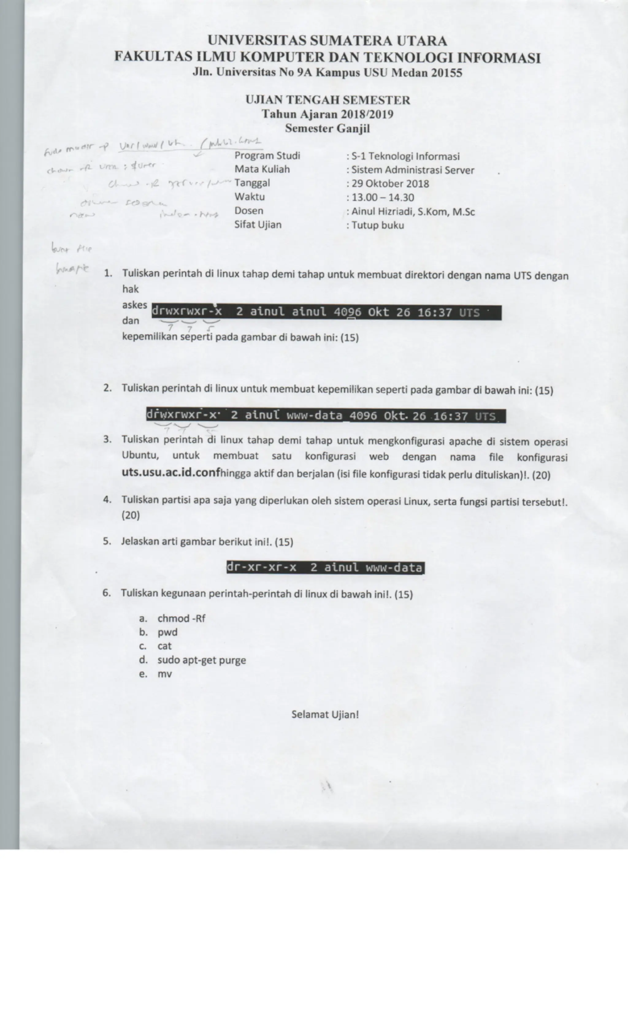 Soal UTS USU 2018 - Sistem Administrasi Server.pdf