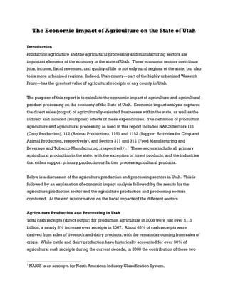The Impact of Agriculture on Utah's Economy | PDF