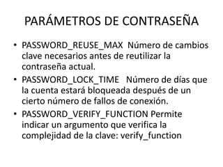 USUARIOS profile en oracle base de datos | PDF