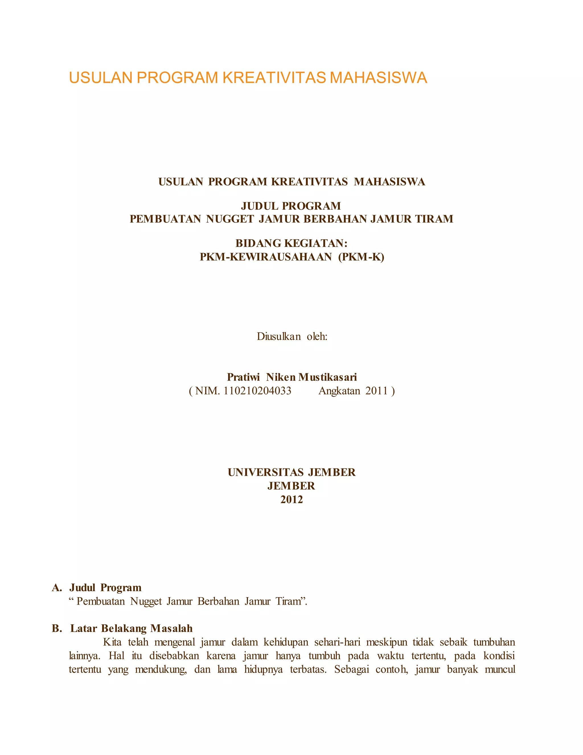 Usulan program kreativitas mahasiswa | DOCX