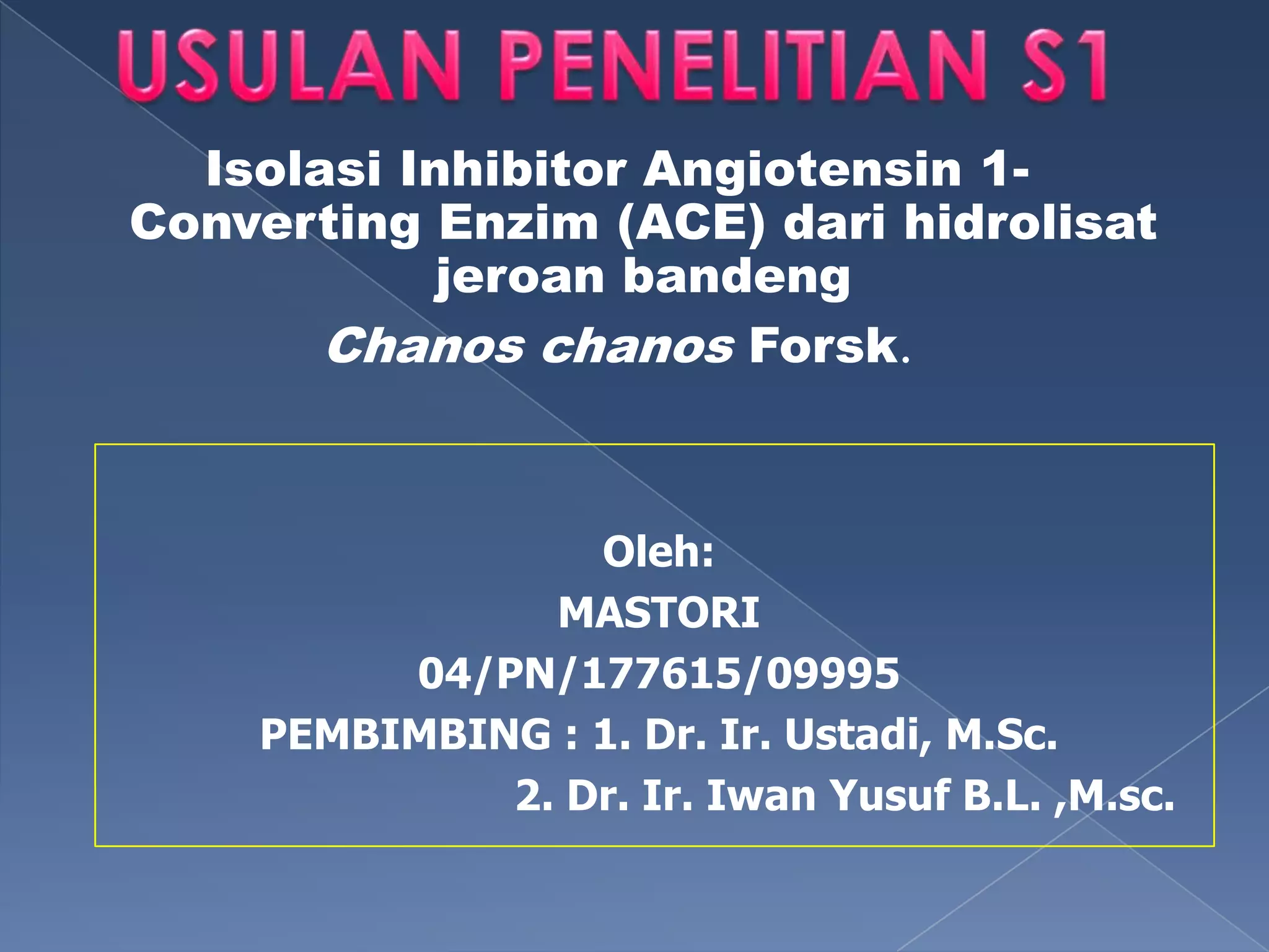 Isolasi inhibitor angiotensin 1 converting enzim (ace) dari hidrolisat ...