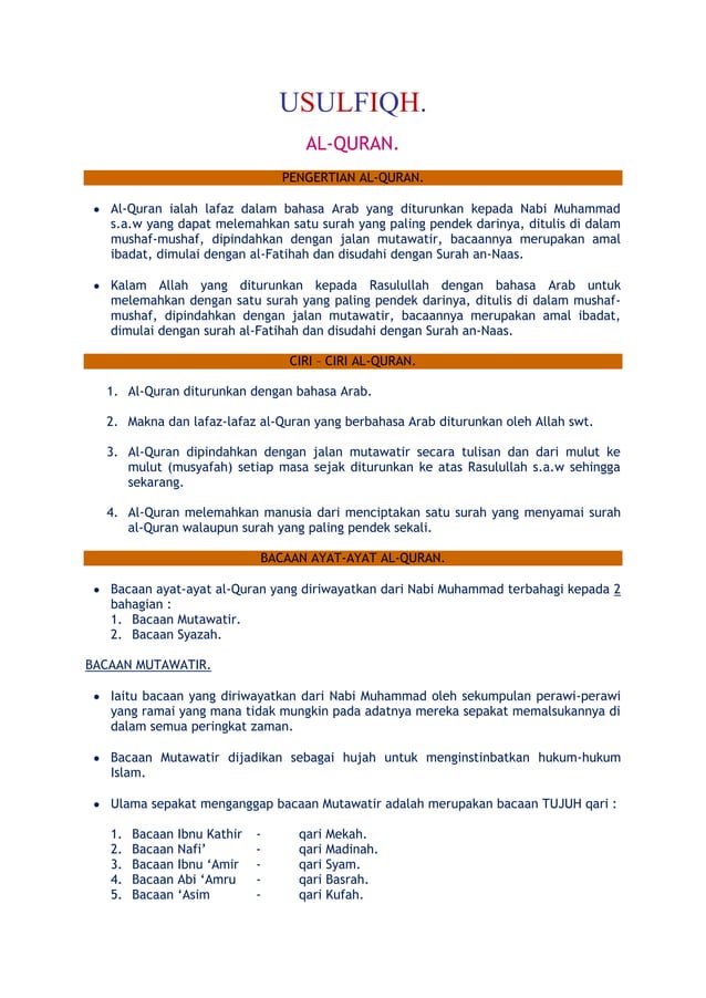 Usul fiqh, al quran. | PDF
