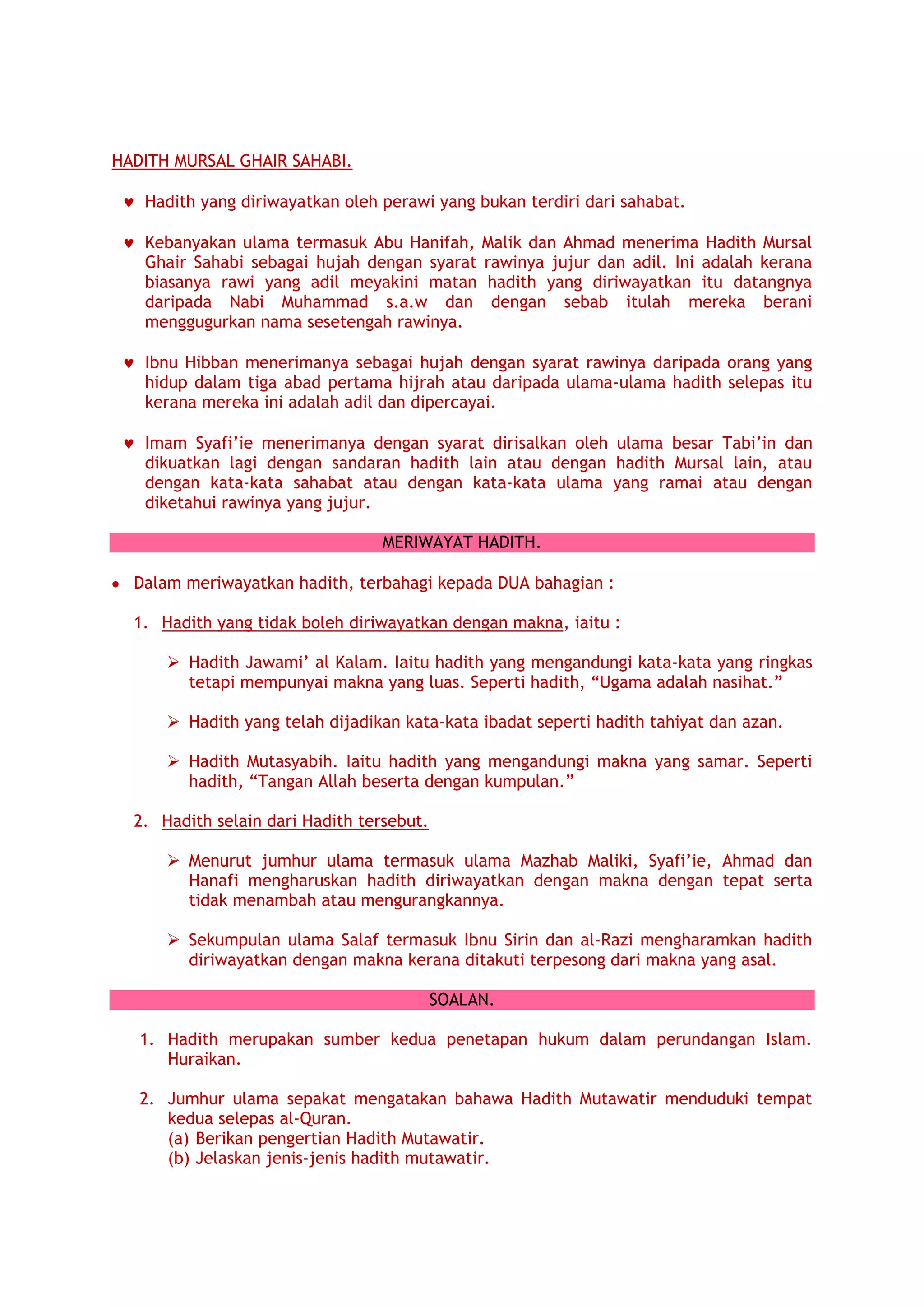 Usul fiqh, hadith. | DOCX