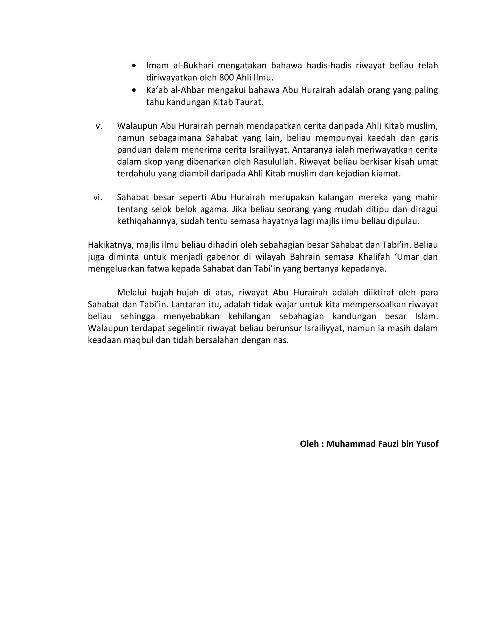 Usuluddin 2 (tokoh hadis zaman sahabat abu hurairah) | DOC