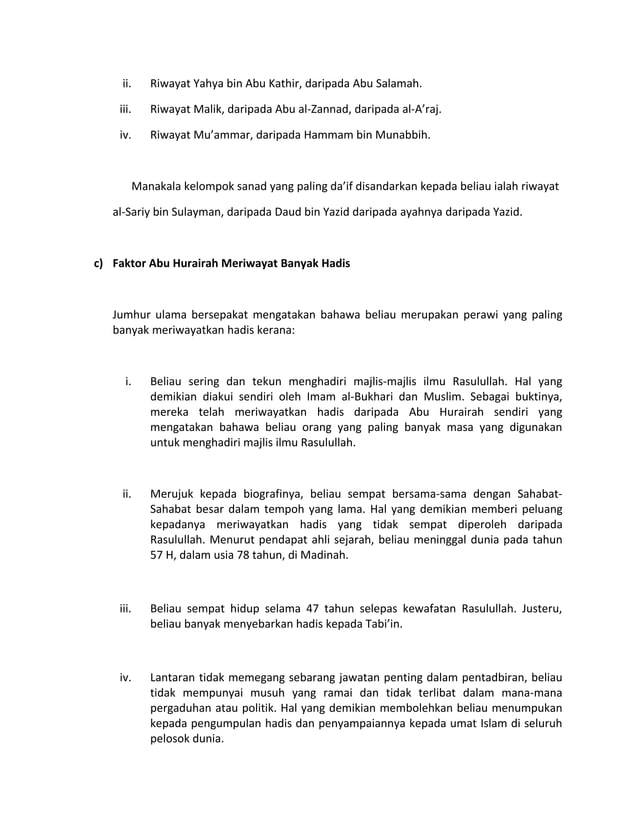 Usuluddin 2 (tokoh hadis zaman sahabat abu hurairah) | PDF