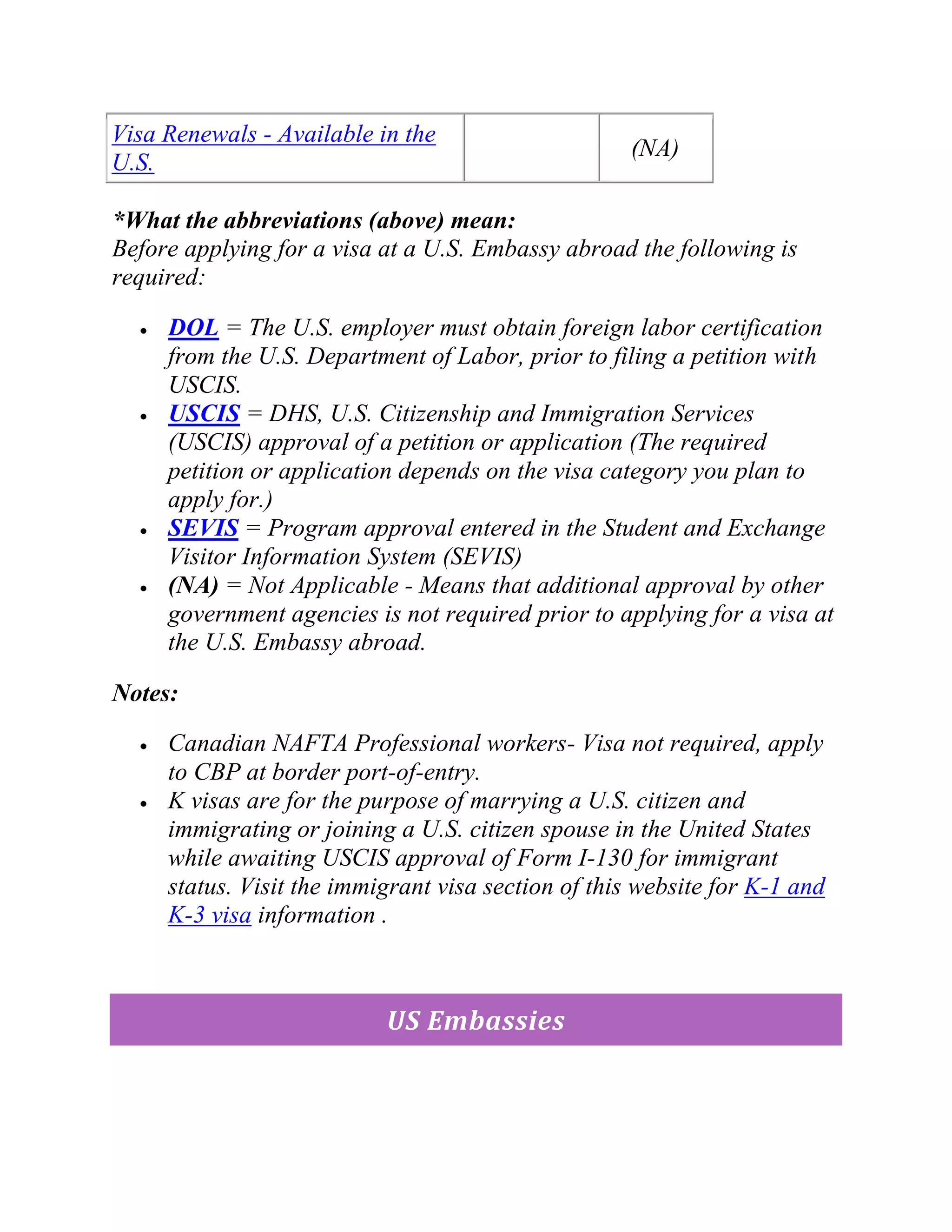 Us visa types | DOCX
