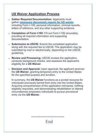 US Waiver Application- Purpose, Significance and Process.docx