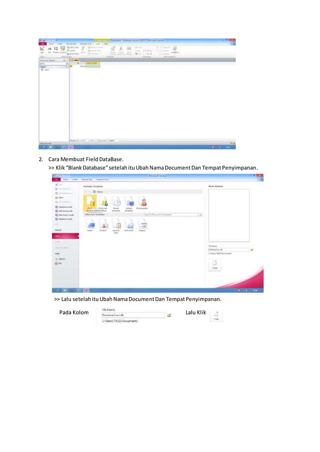Cara Membuat DataBase dengan Access @Uswatun_Khs | DOCX