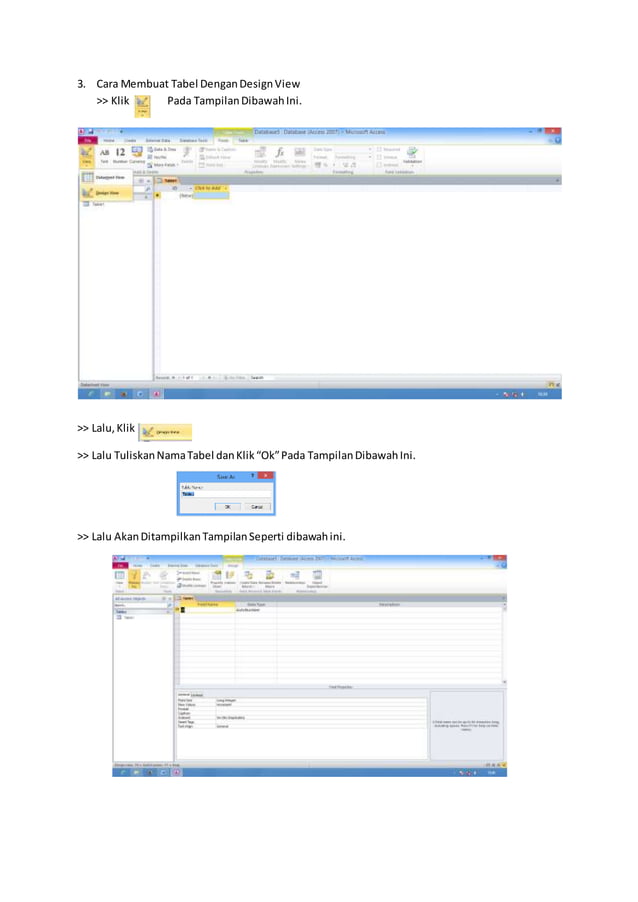Cara Membuat DataBase dengan Access @Uswatun_Khs | DOCX