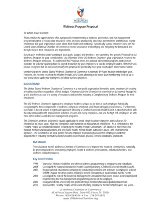 2010 US Wellness Chamber of Commerce Proposal | PDF