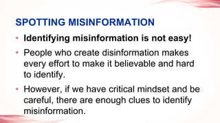 Identifying & Combating Misinformation w/ Fact Checking Tools | PPTX