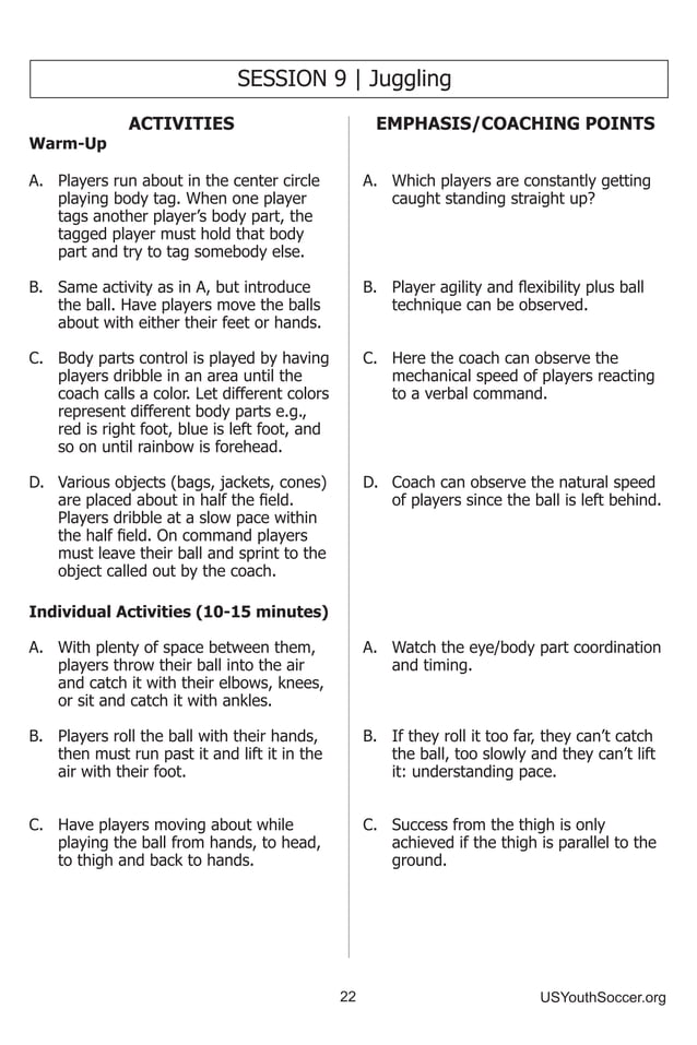 US Youth Soccer Practice Activities (U10) | PDF