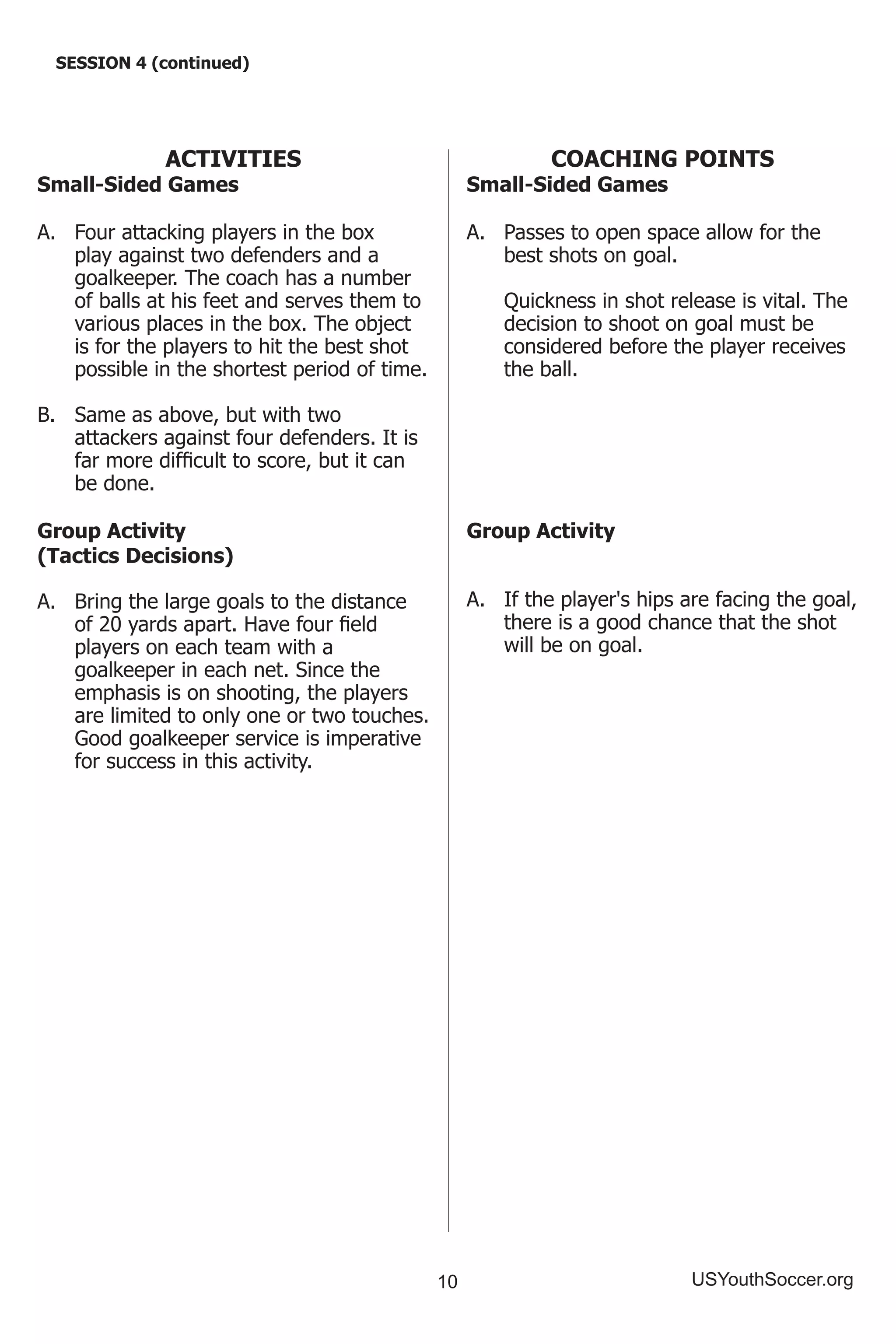 US Youth Soccer Practice Activities (U12) | PDF