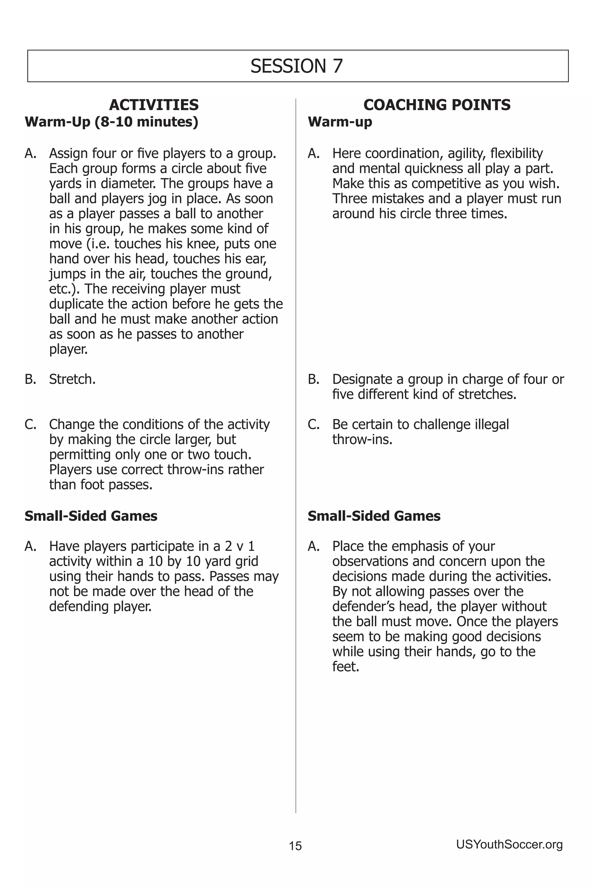 US Youth Soccer Practice Activities (U12) | PDF