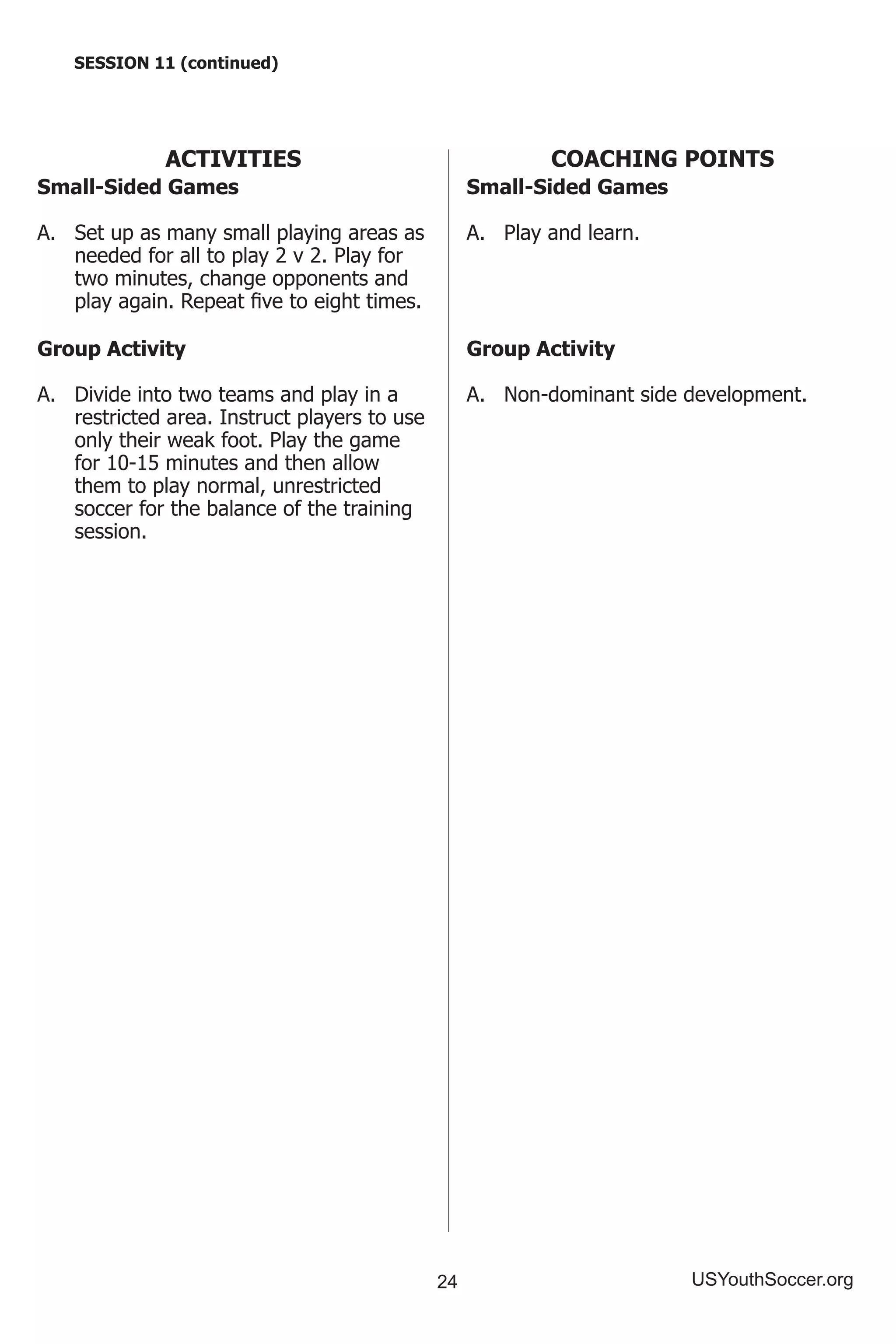 US Youth Soccer Practice Activities (U12) | PDF