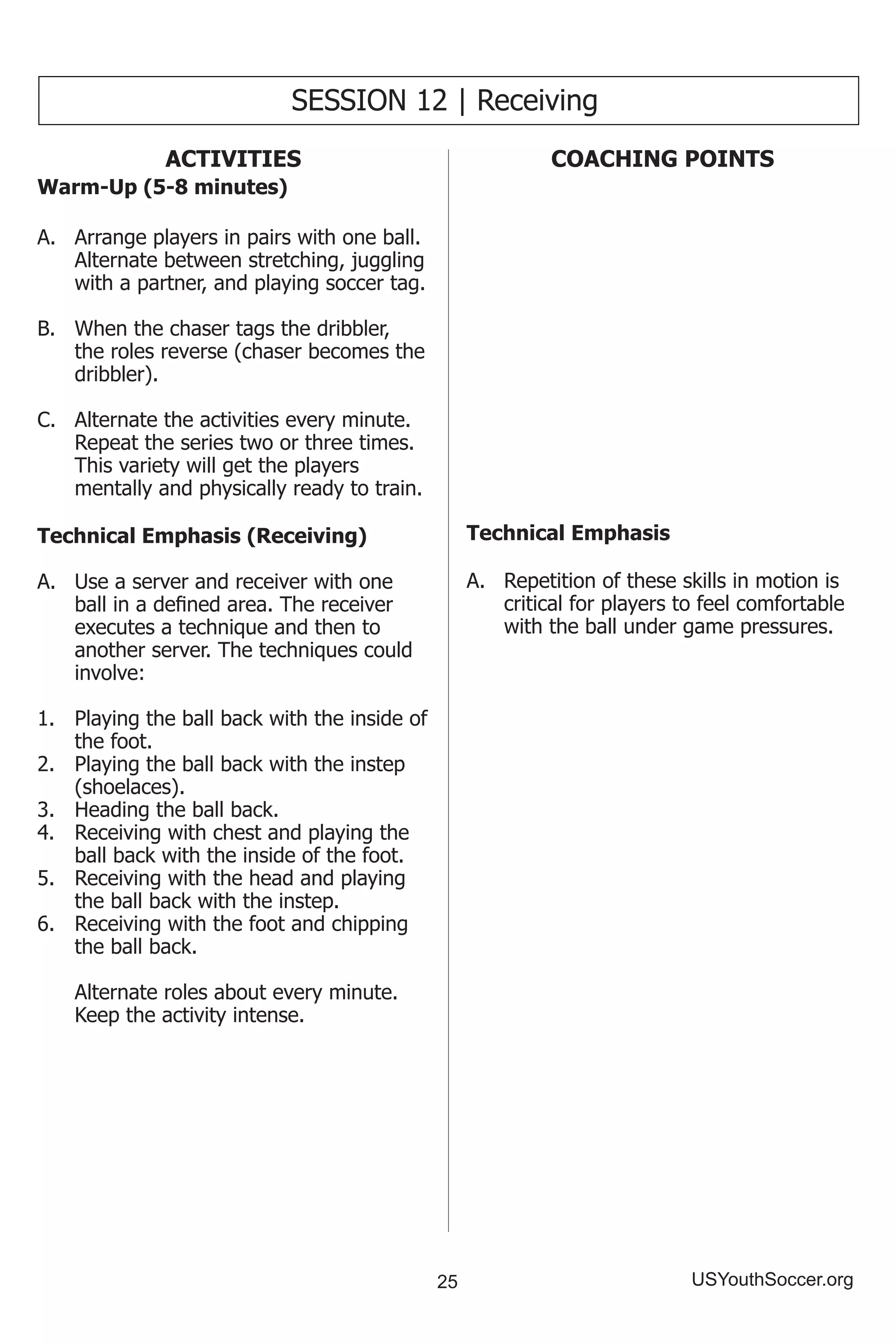 US Youth Soccer Practice Activities (U12) | PDF