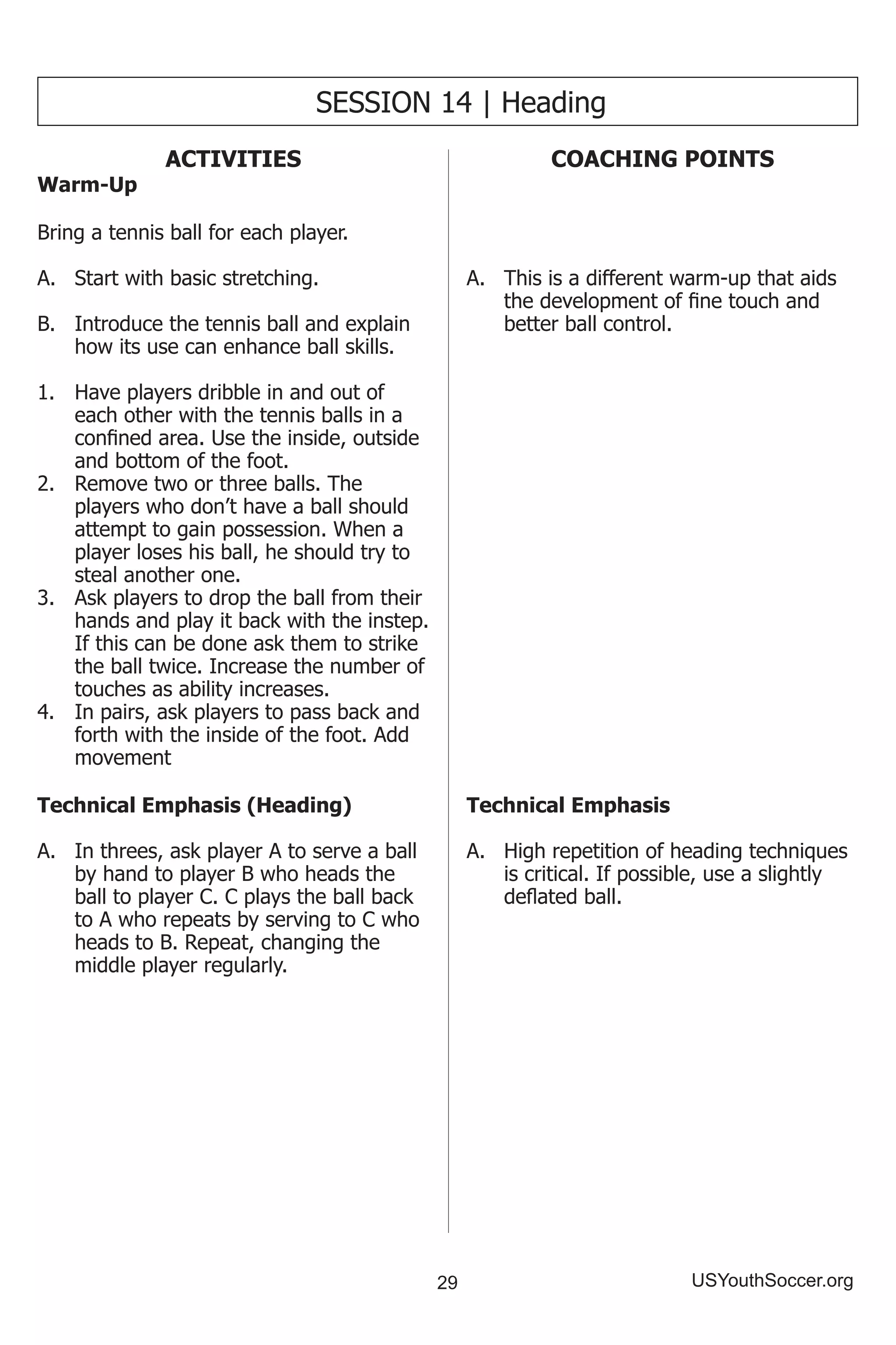 US Youth Soccer Practice Activities (U12) | PDF