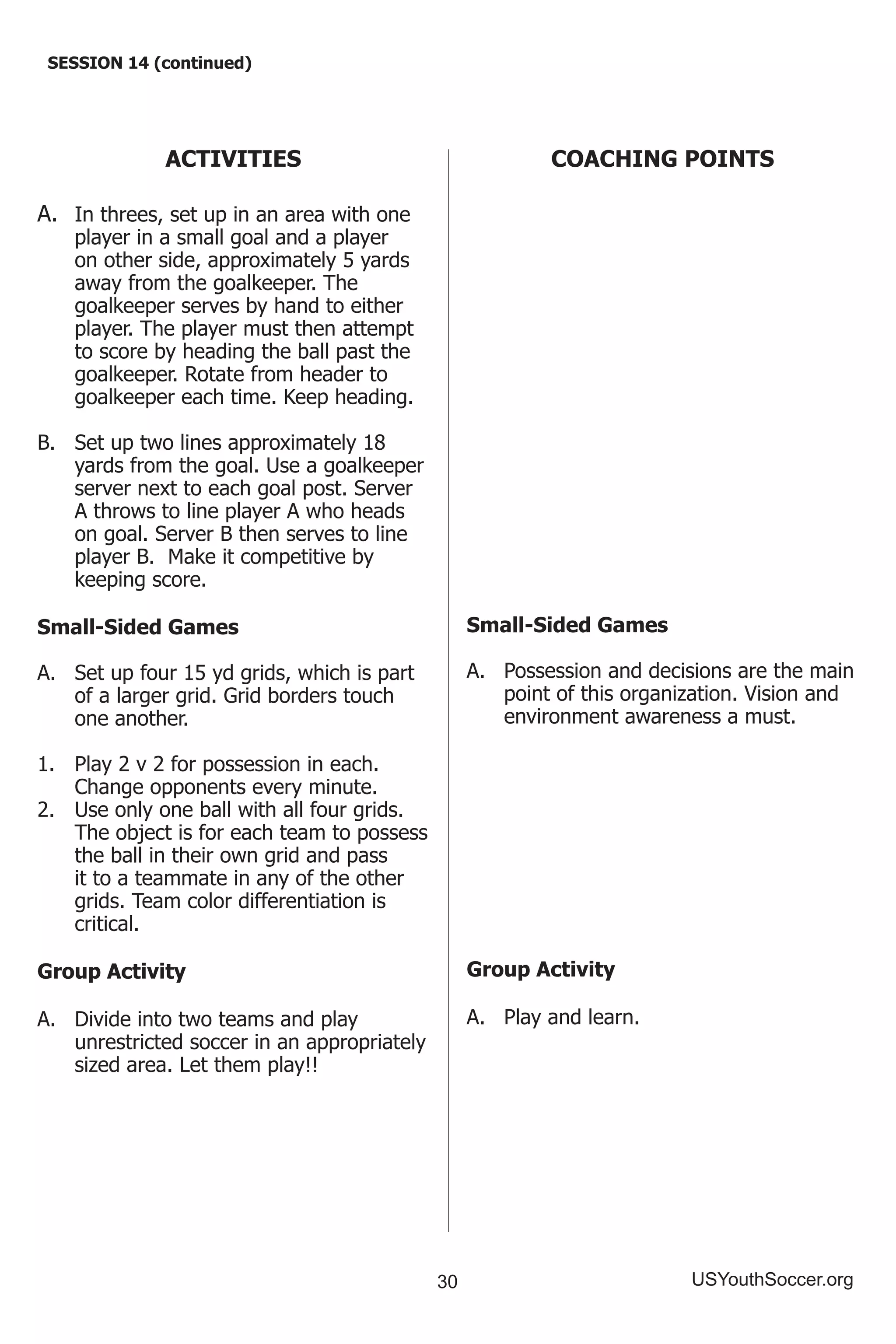 US Youth Soccer Practice Activities (U12) | PDF