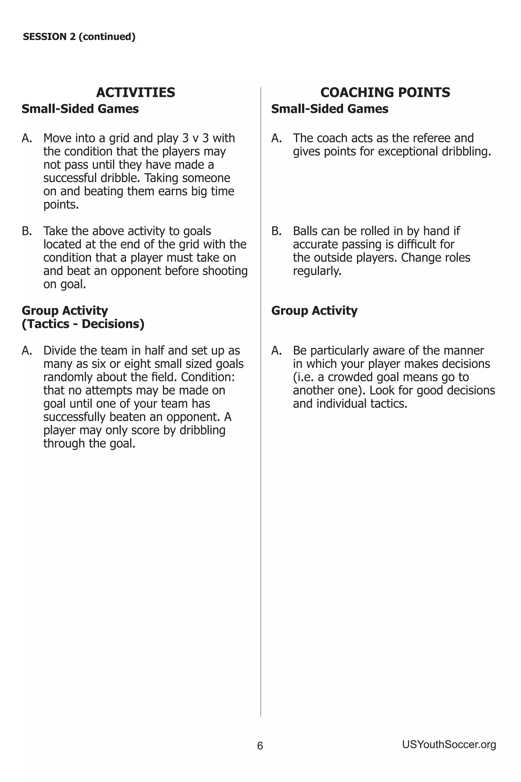 US Youth Soccer Practice Activities (U12) | PDF