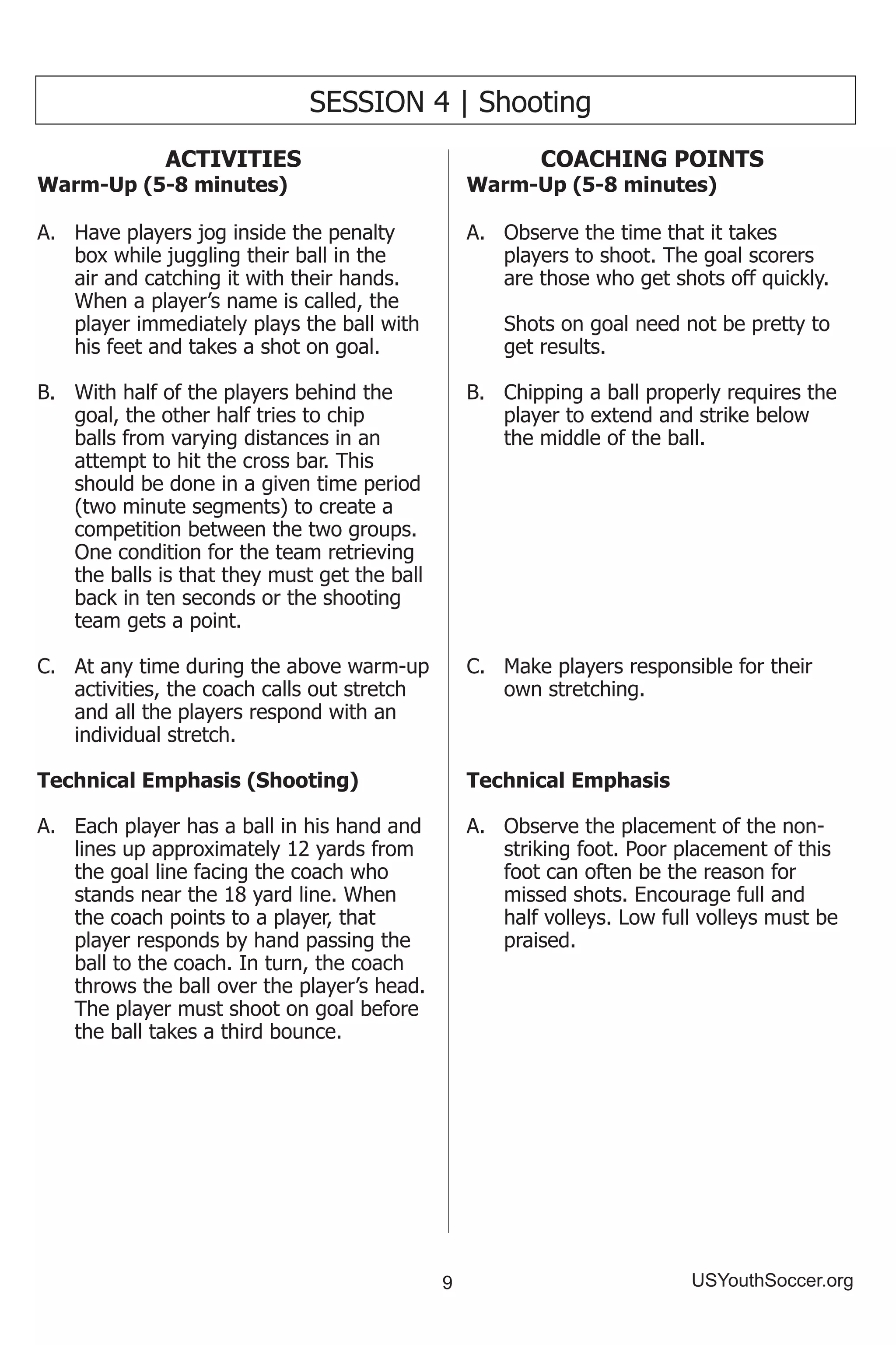 US Youth Soccer Practice Activities (U12) | PDF