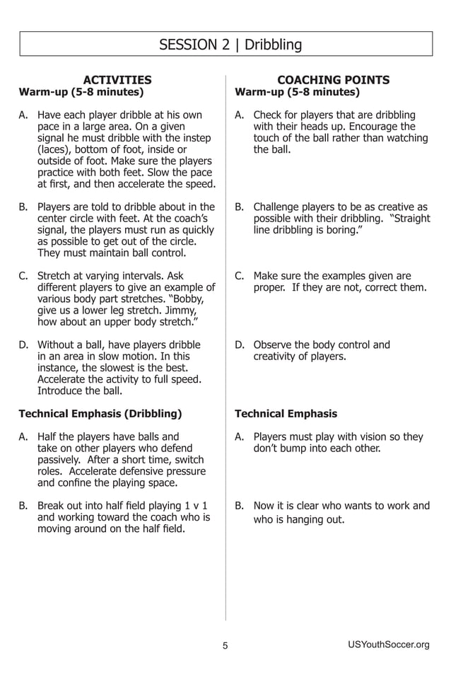 US Youth Soccer Practice Activities (U12) | PDF | Soccer | Sports