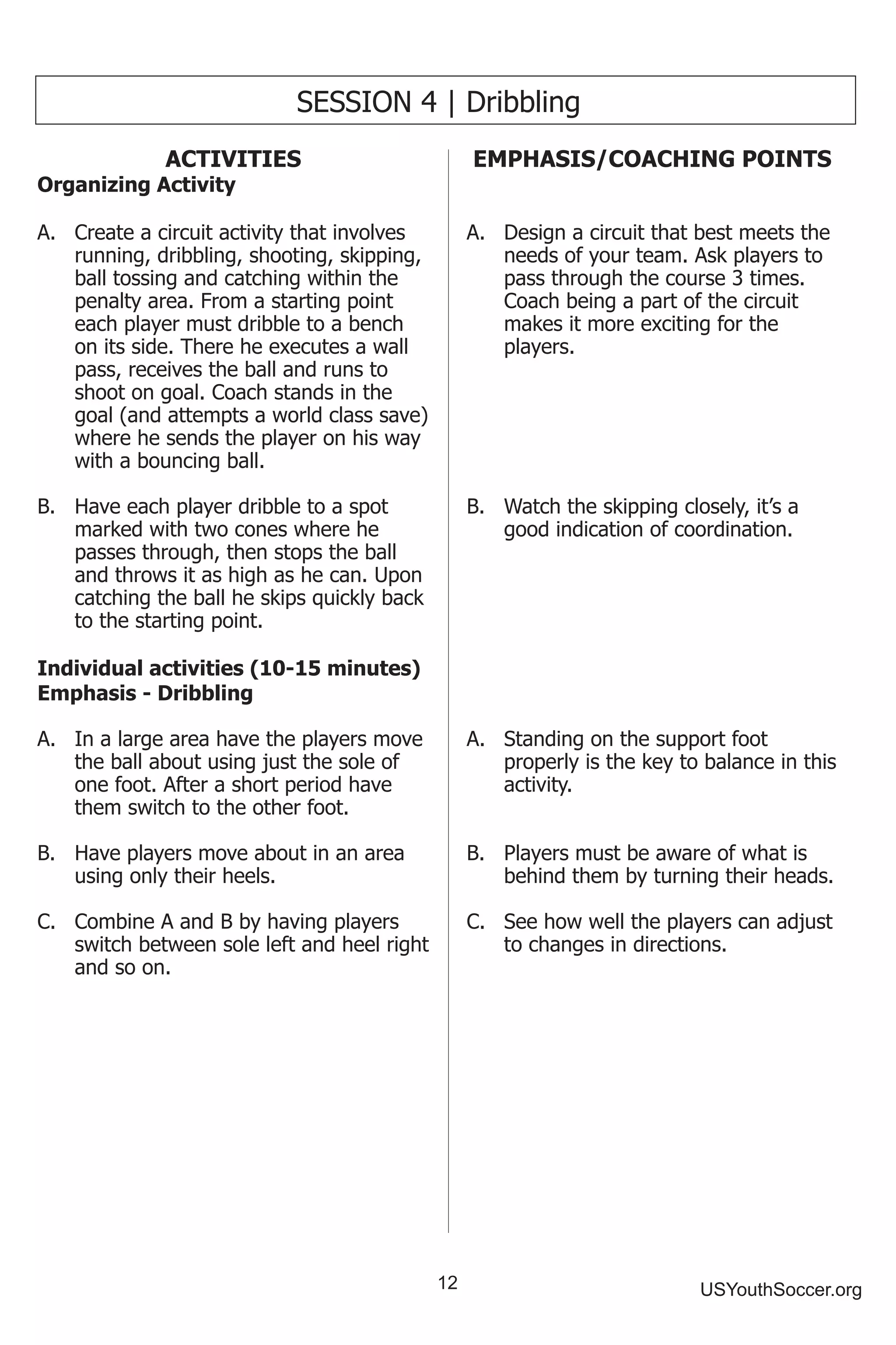 US Youth Soccer Practice Activities (U6-U8) | PDF