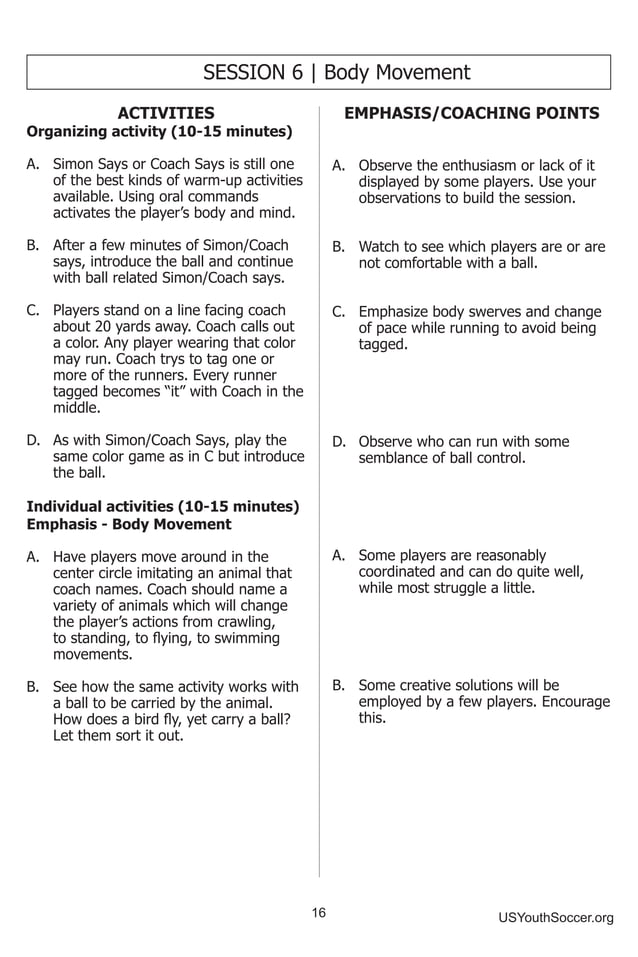 US Youth Soccer Practice Activities (U6-U8) | PDF | Soccer | Sports