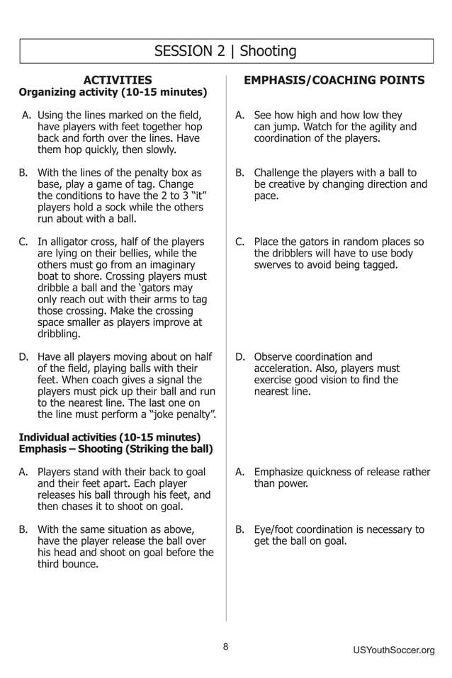 US Youth Soccer Practice Activities (U6-U8) | PDF | Soccer | Sports