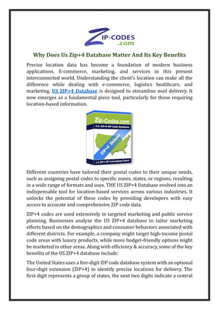 Why Does Us Zip+4 Database Matter And Its Key Benefits | PDF