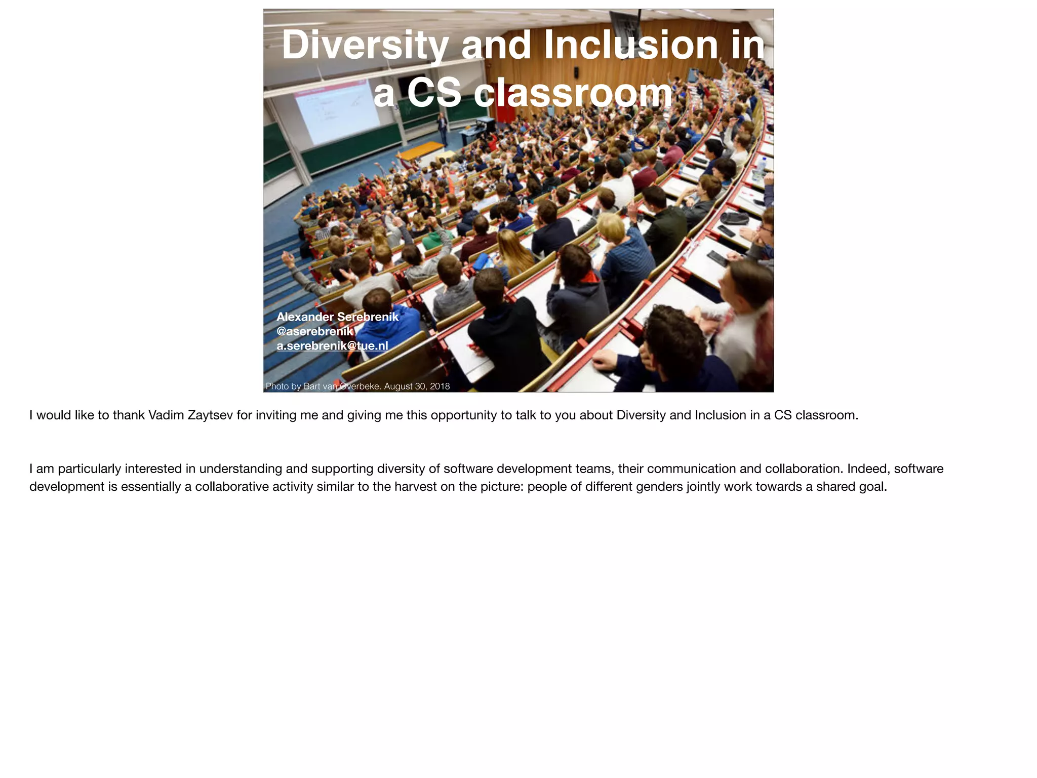 Diversity and inclusion in a CS classroom | PPT