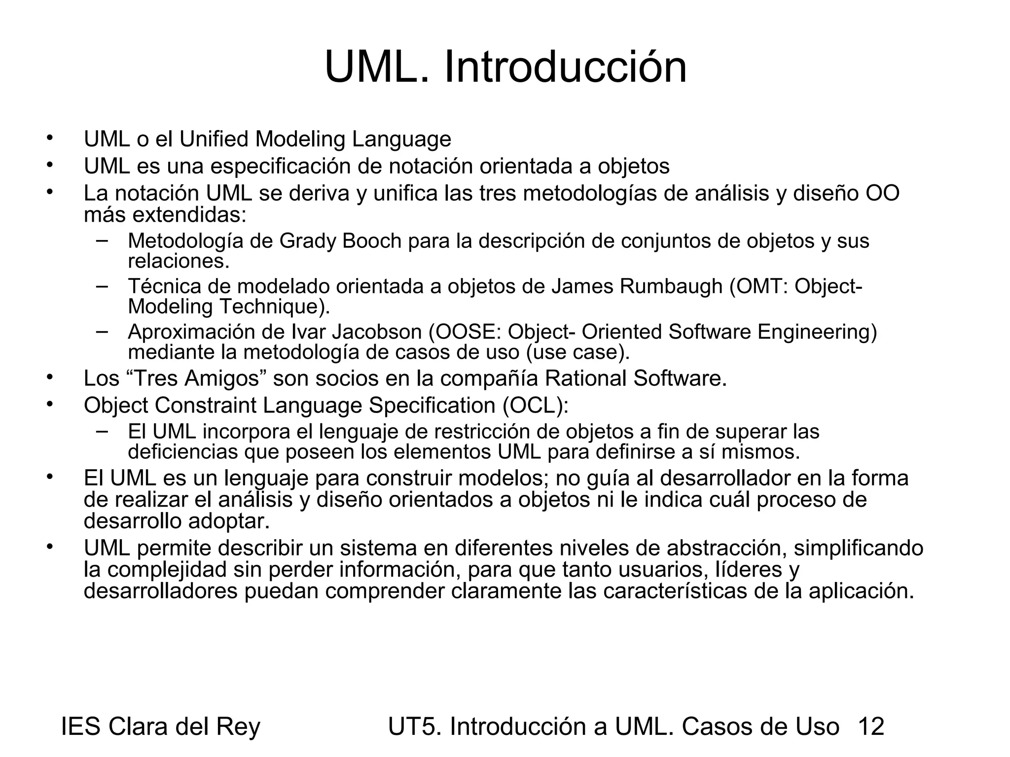 Ut5. introduccion a uml. casos de uso | PPT