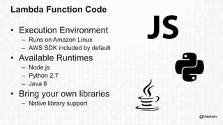 2016 Utah Cloud Summit: AWS Lambda and API Gateway | PPT